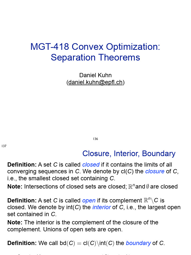 07 - Separation Theorems | PDF | Space | Topology