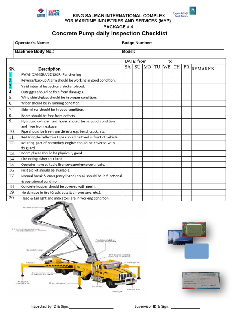 C. Pump Updated Daily Inspection Checklist | PDF