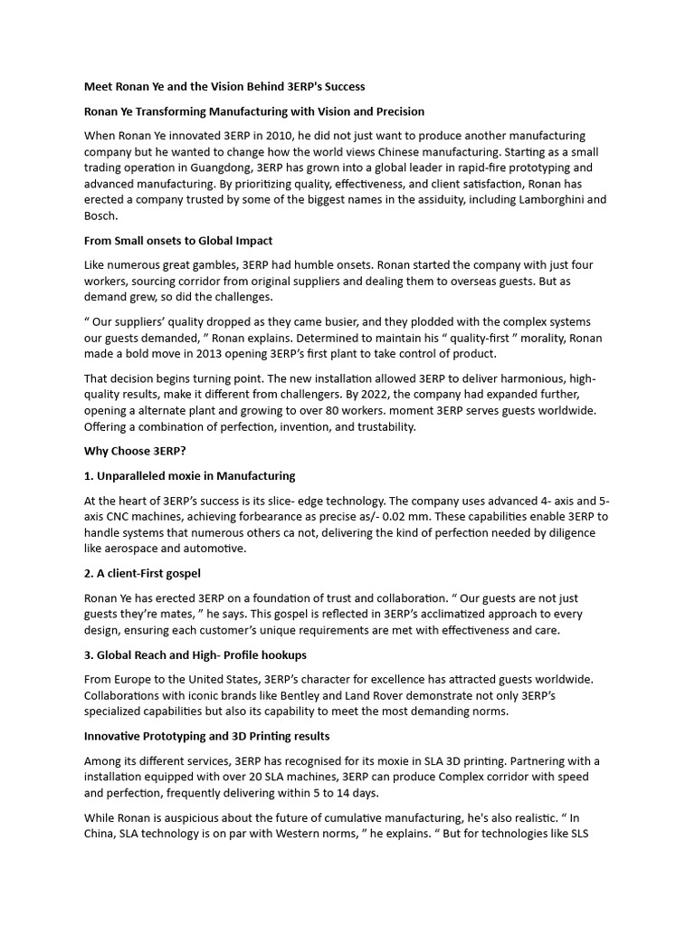 Meet Ronan Ye and The Vision Behind 3ERP | PDF