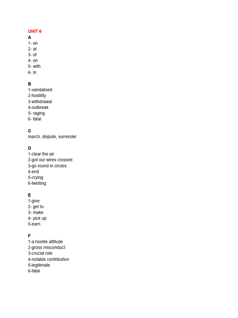 Unit 6 Voc Exercises | PDF