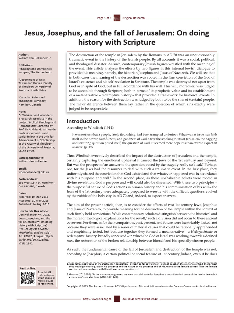 Jesus Josephus and The Fall of Jerusalem On Doing | PDF | Josephus | Jesus