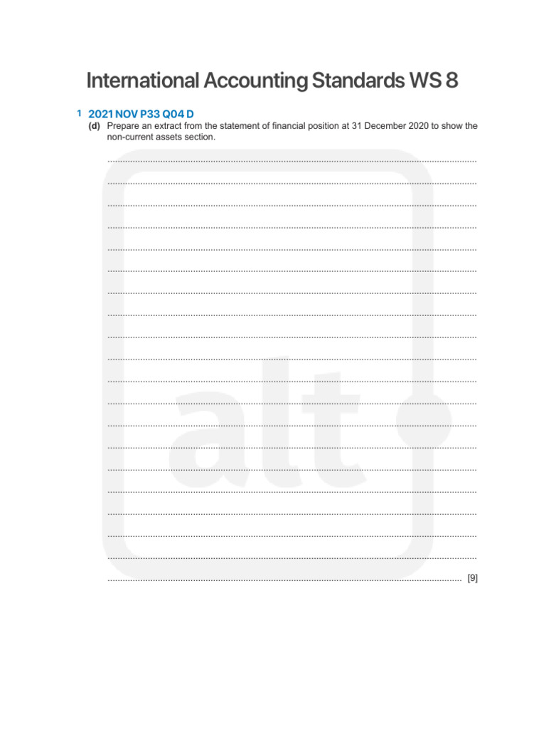 1-International Accounting Standards Worksheet 8 - A Level Accounting 9706 Topicals | PDF ...