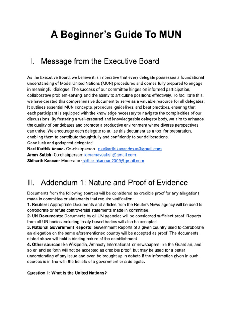 Beginners guide to MUN | PDF