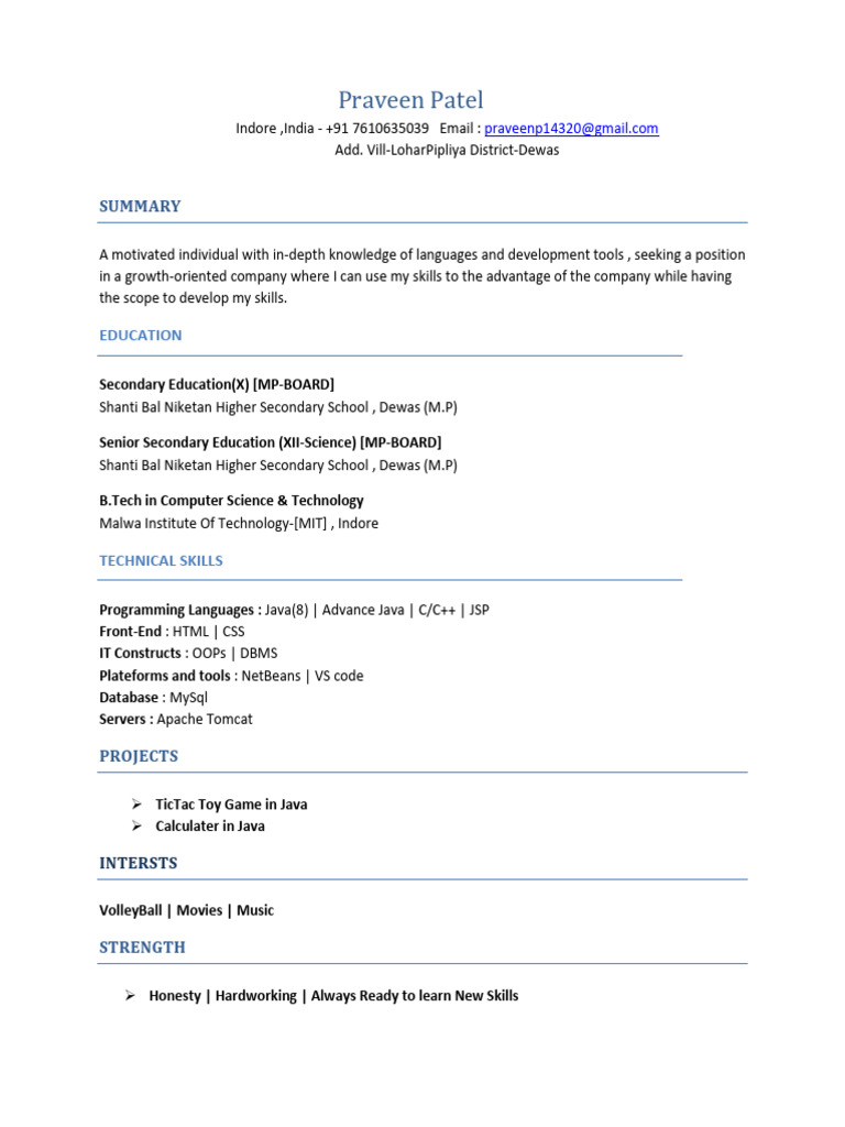 Praveen Resume | PDF