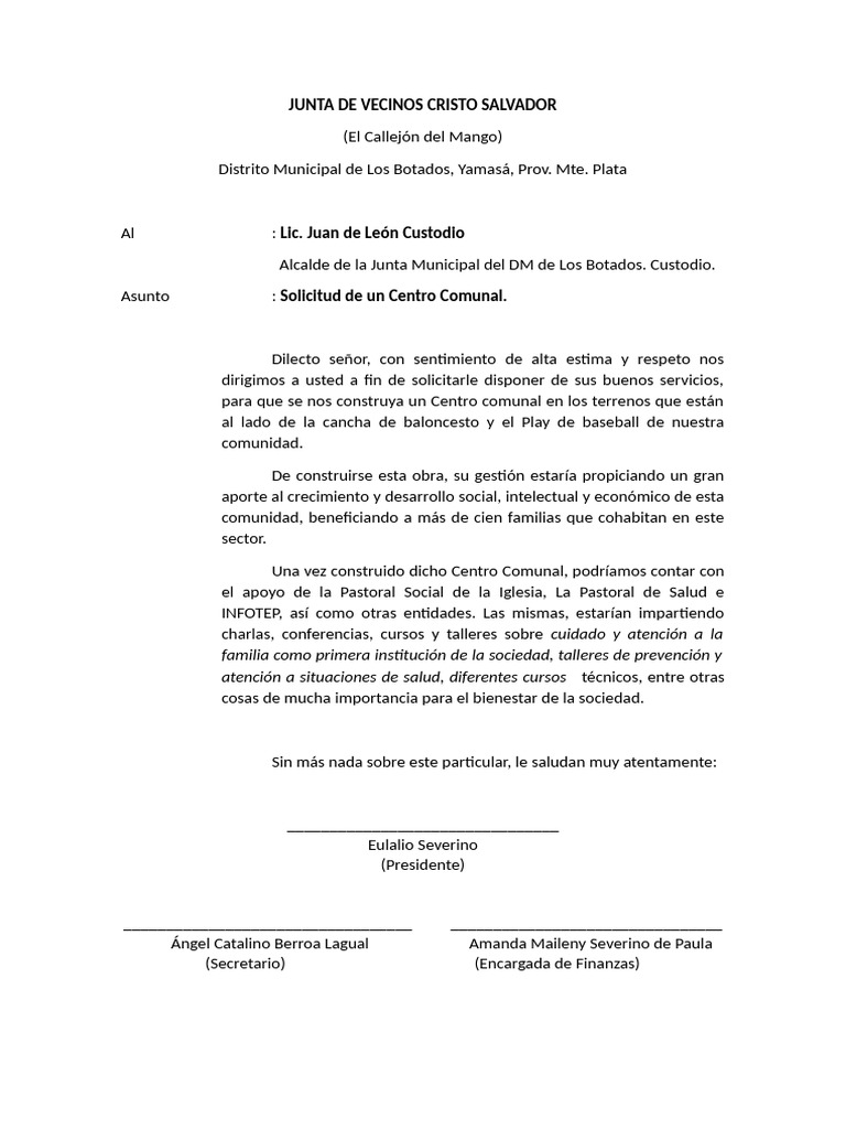 Solicitud de Centro Comunal | PDF