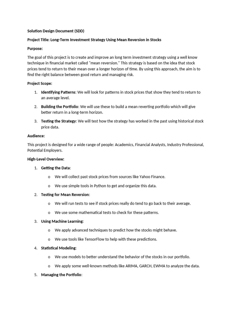 Solution Design Document | PDF | Investing | Machine Learning