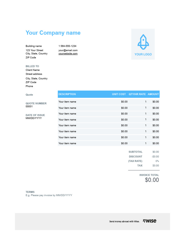Quote Template in Excel | PDF