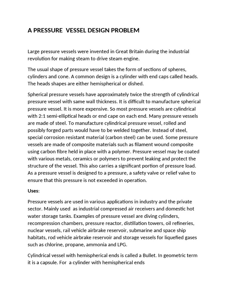 A Pressure Vessel Design Problem | PDF | Materials | Mechanical Engineering