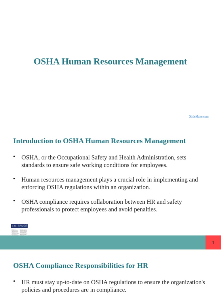 OSHA Human Resources Management | PDF | Occupational Safety And Health ...