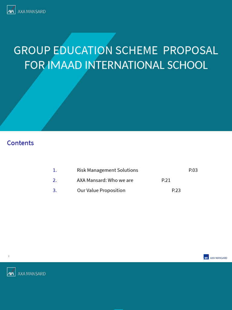 AXA Mansard Education Plan for Imaad School | PDF | Insurance | Life ...