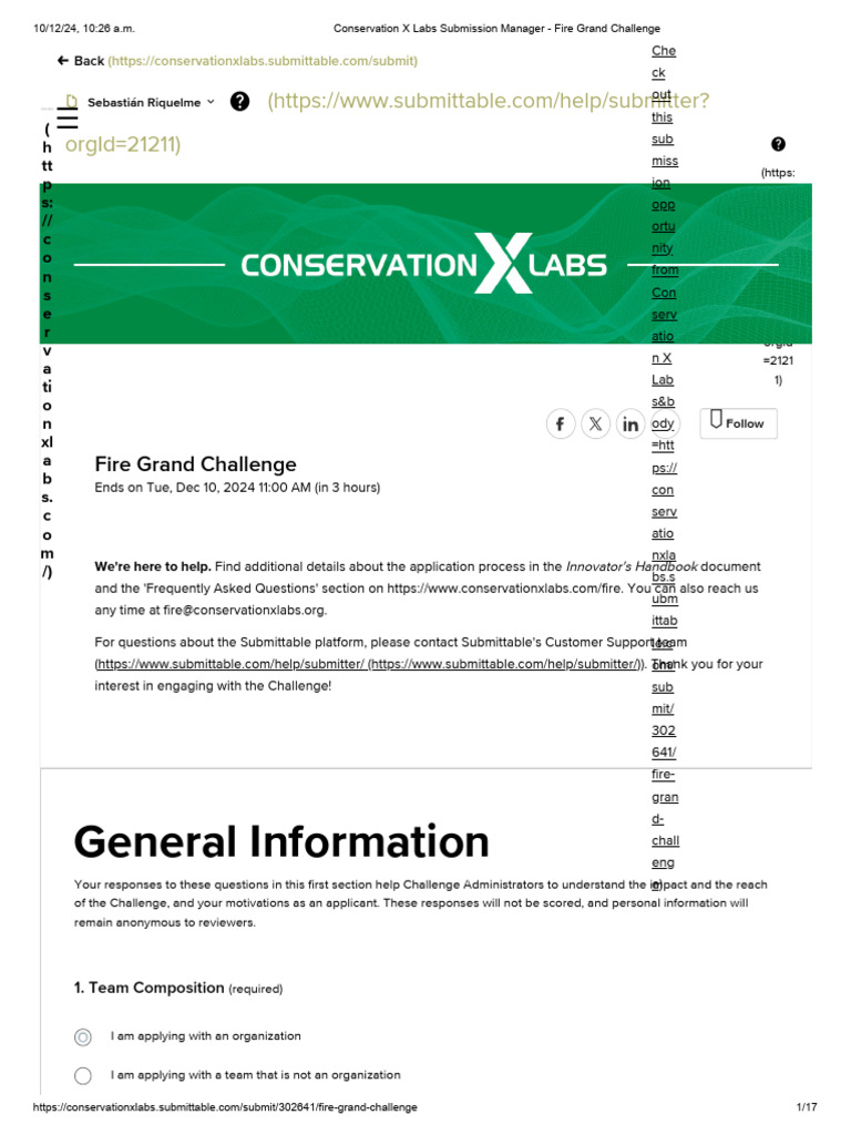 Conservation X Labs Submission Manager - Fire Grand Challenge | PDF | Risk | Wildfire