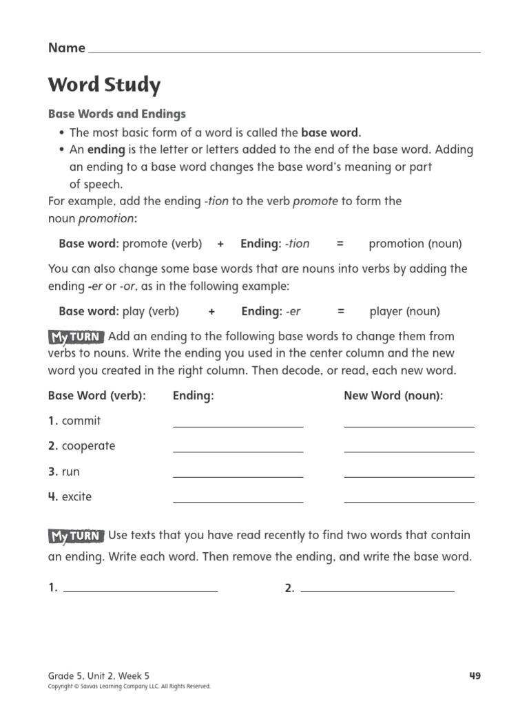 Base Word Endings | PDF