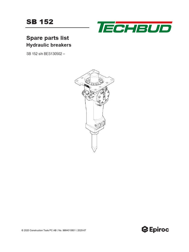Parts Book-SB 152 Hydraulic Breaker Parts | PDF