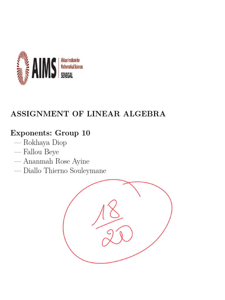 Group 10-Linear Algebra - Assignment 1 (1) | PDF | Linear Subspace | Mathematics