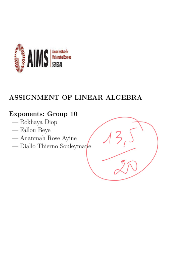 Groupe_10 - Linear Algebra-Assignment 2 | PDF | Eigenvalues And Eigenvectors | Determinant