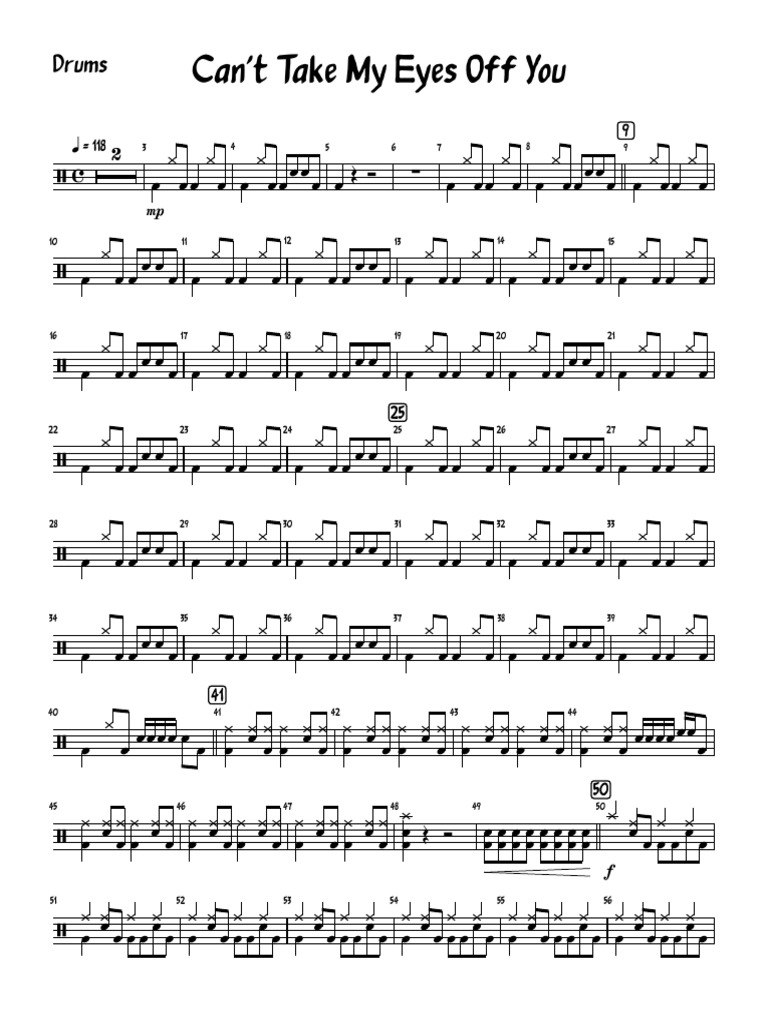 Can't Take My Eyes Off You Drum Sheet | PDF