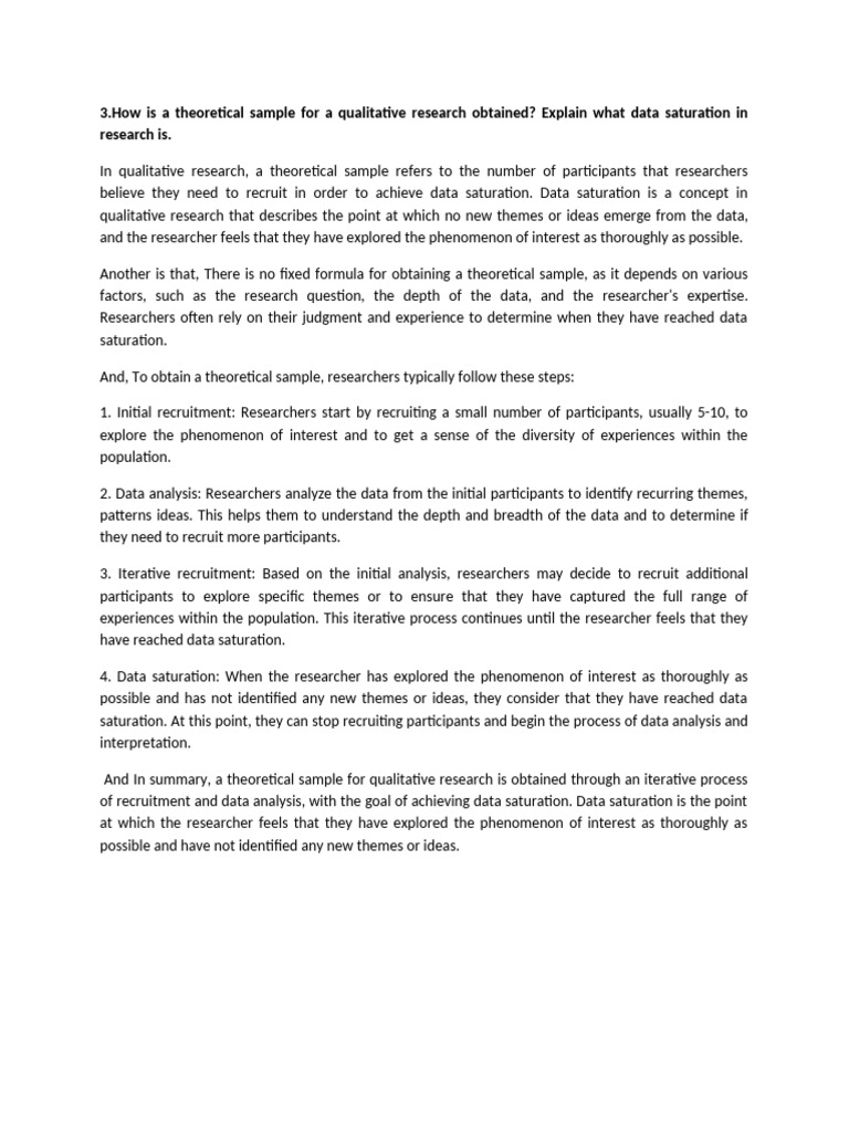 3.How is a theoretical sample for a qualitative research obtained | PDF
