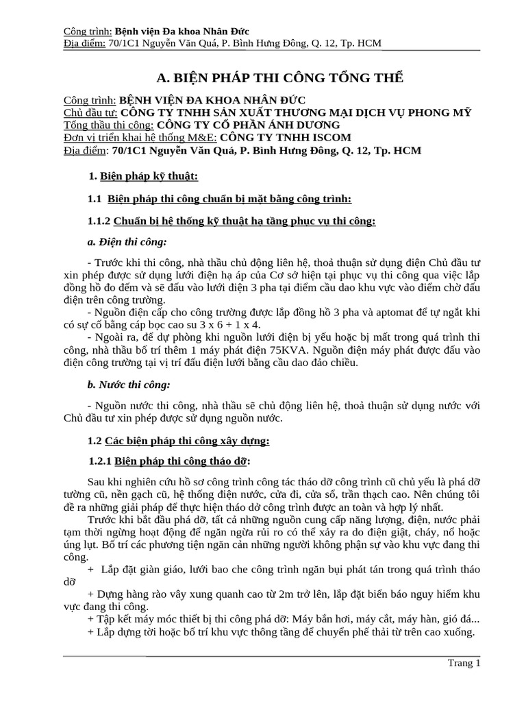 Thuyet minh BPTC | PDF