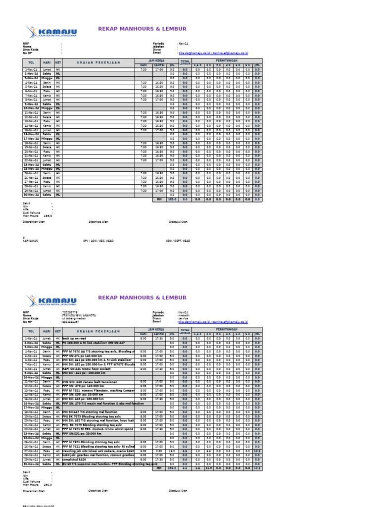 Format Lemburan November 2024 | PDF