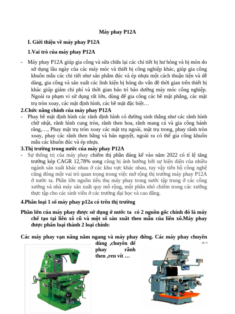 Phần I II Máy Phay P12A | PDF