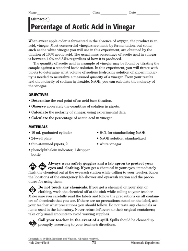 Percentage of Acetic Acid in Vinegar | PDF | Sodium Hydroxide | Titration