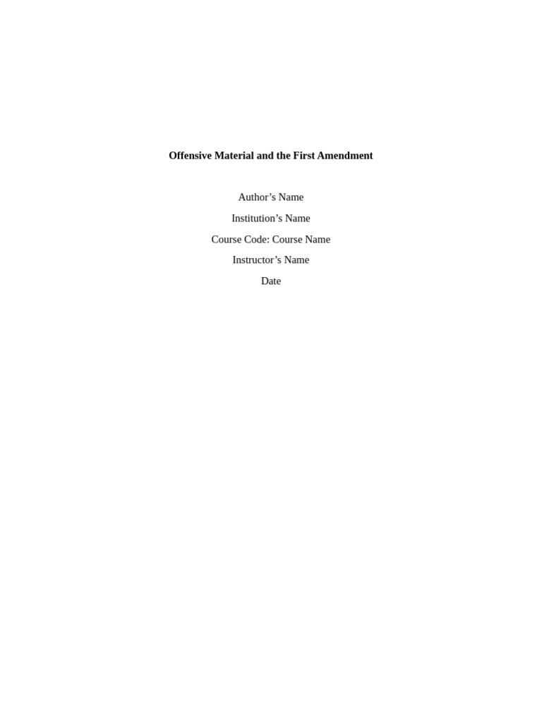Offensive Material and The First Amendmentedited | PDF | First ...