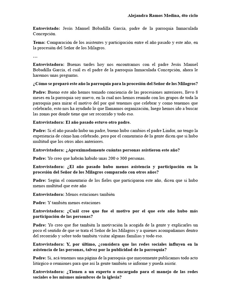 Transcripción de Entrevista | PDF