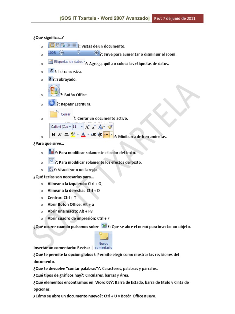 Examen de Word | Microsoft Word | Microsoft Excel