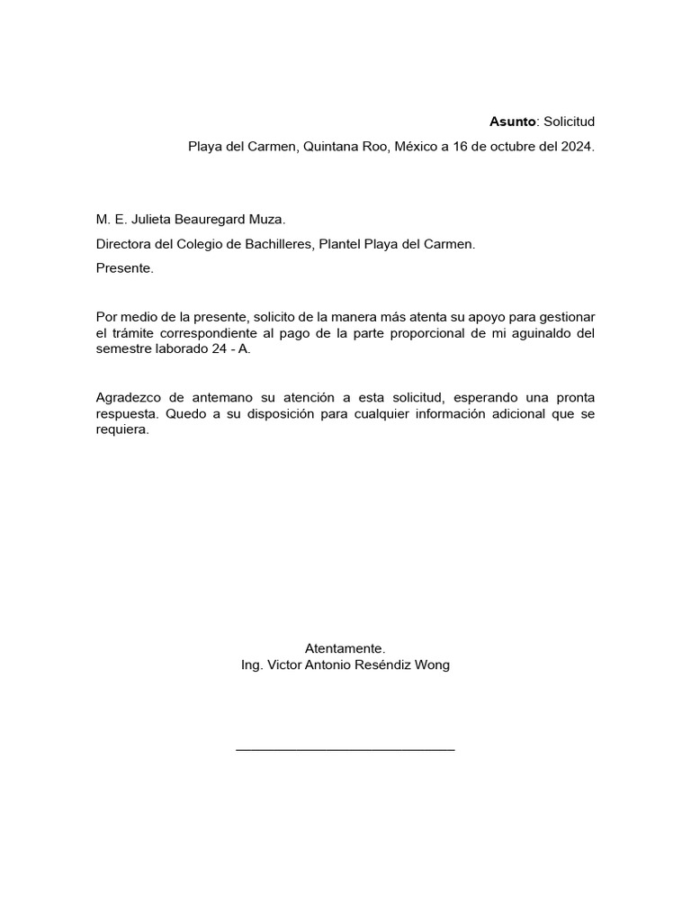 Solicitud Aguinaldo | PDF