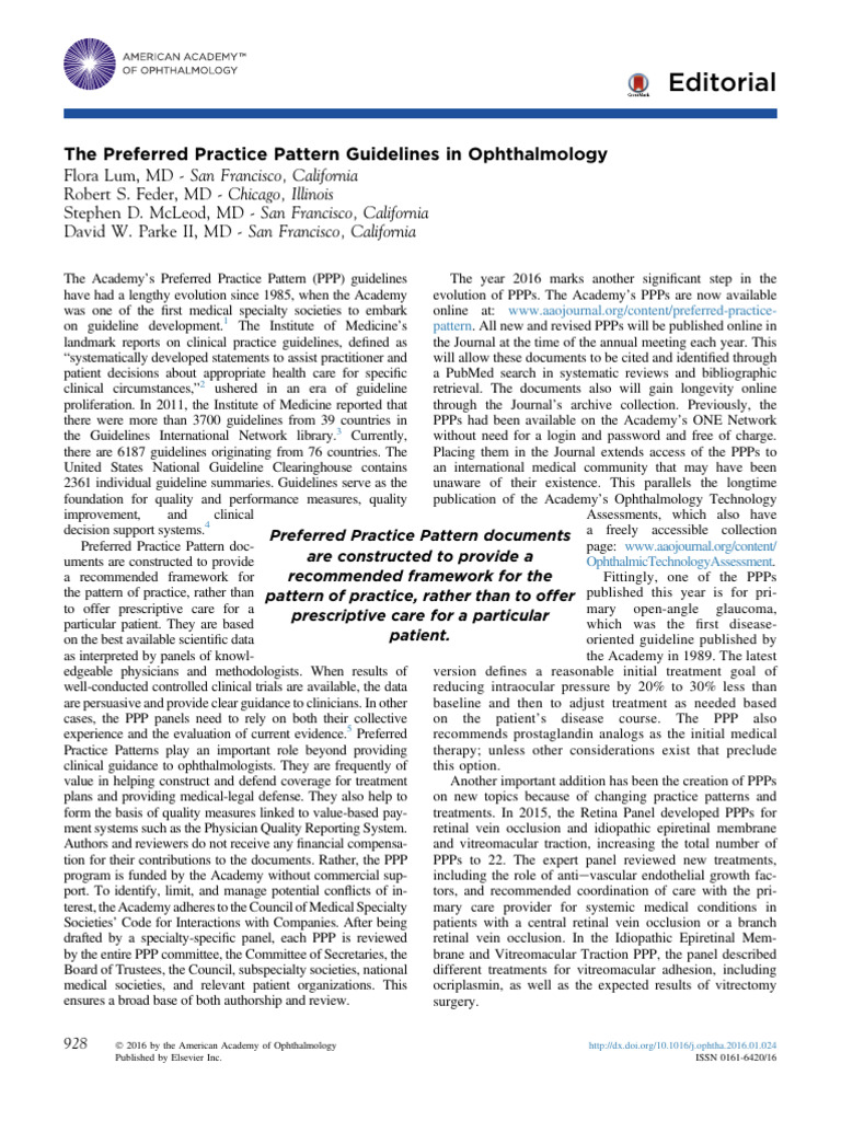 Ophthalmology Practice Guidelines | PDF | Ophthalmology | Glaucoma