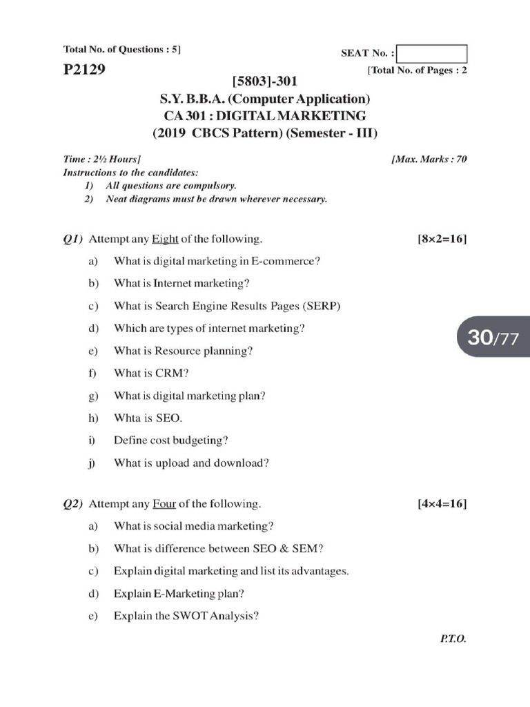 Question Paper PDF 2 Sem3 | PDF