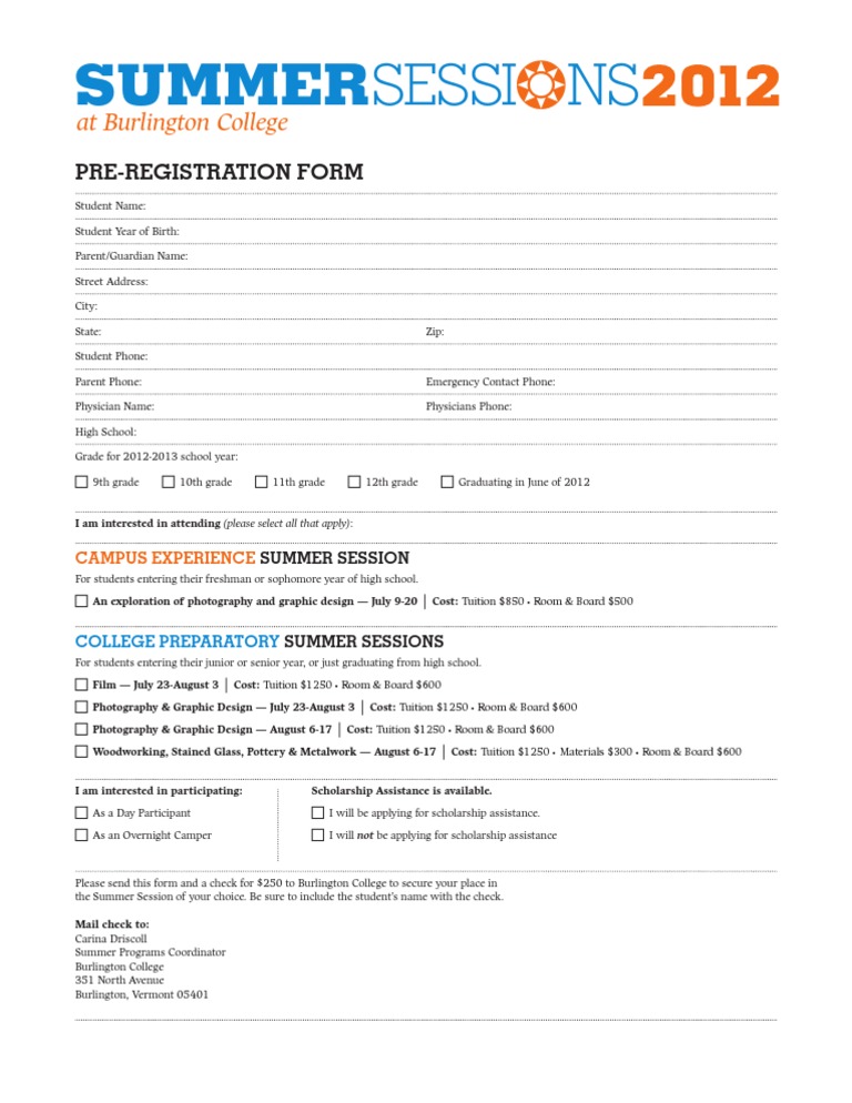 Summer Registration | PDF