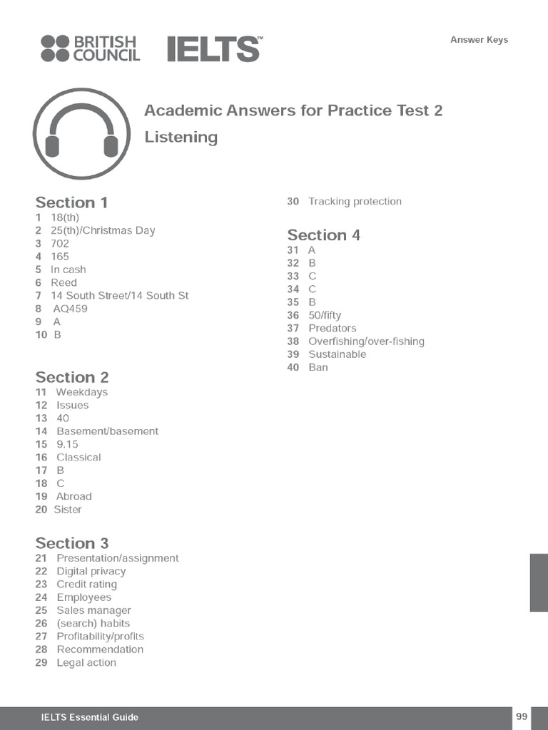Academic Test 2 Answer Keys | PDF