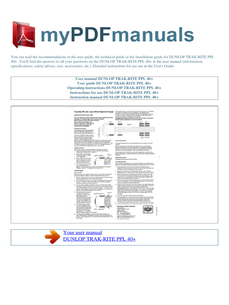 user-manual-DUNLOP-TRAK-RITE PPL 40+-E | PDF