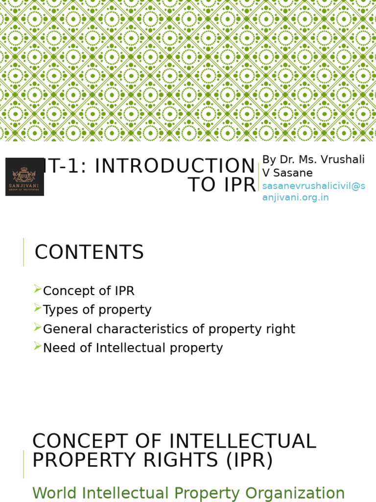 Unit-1 Introduction to IPR [Autosaved] (1) | PDF | Intellectual Property | Property