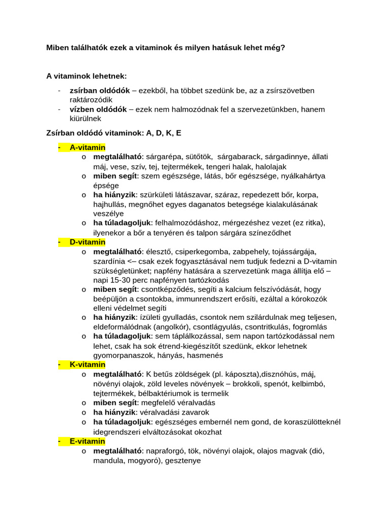 A Vitaminok | PDF