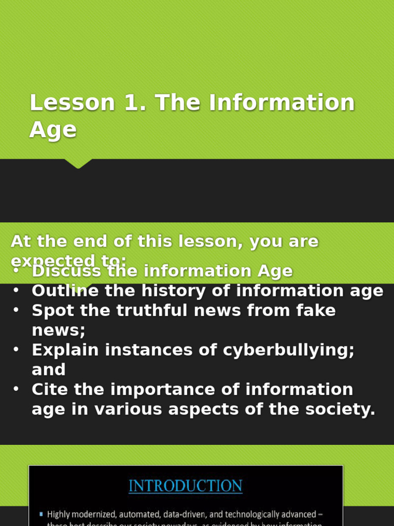 Chapter 4 Lesson 1 The Information Age | PDF