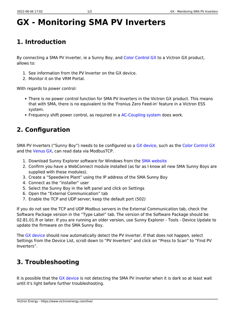 GX Monitoring Sma PV Inverters 1 | PDF | Transmission Control Protocol | Computer Network