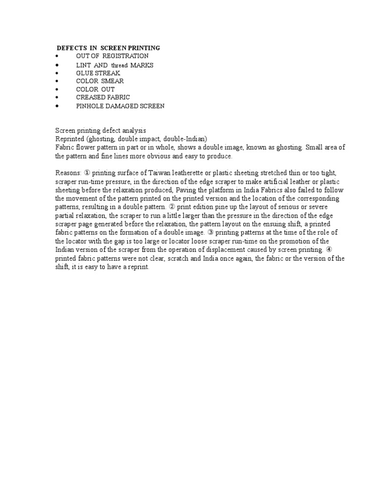 Screen Printing Defects 01 | PDF