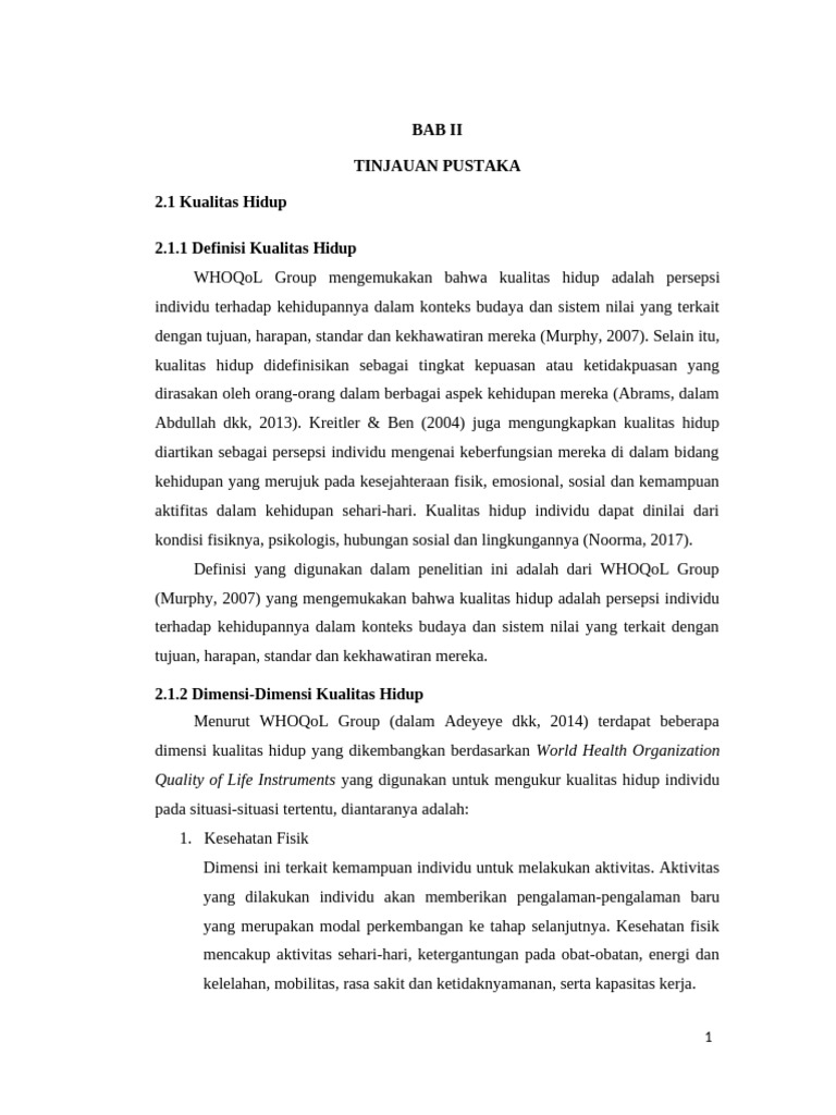 Teori Kualitas Hidup | PDF