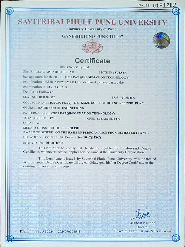 Provisional Degree Certificate | PDF