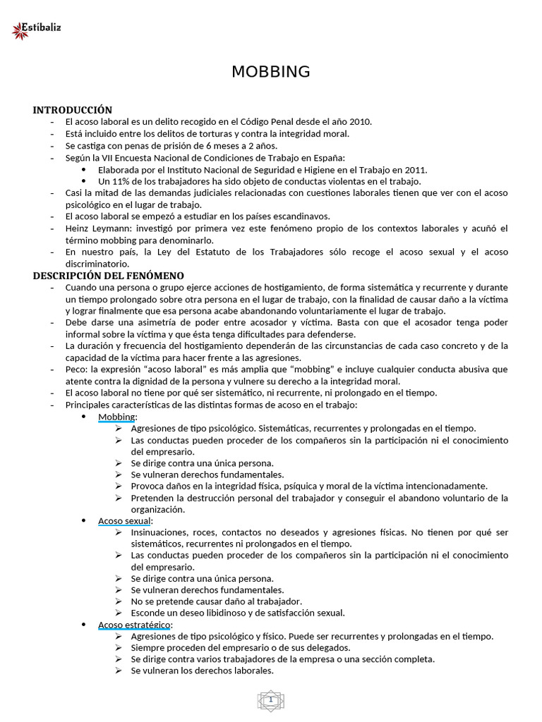 Tema 4 - Mobbing | PDF | Intimidación | Comportamiento
