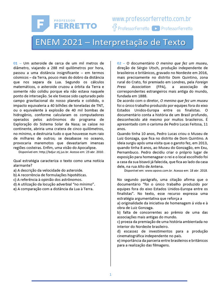 2b2b 4e78 96a1 Bcbb2744d2af Interpretacao 2021 Prova Comentada | PDF | Facebook | Terra