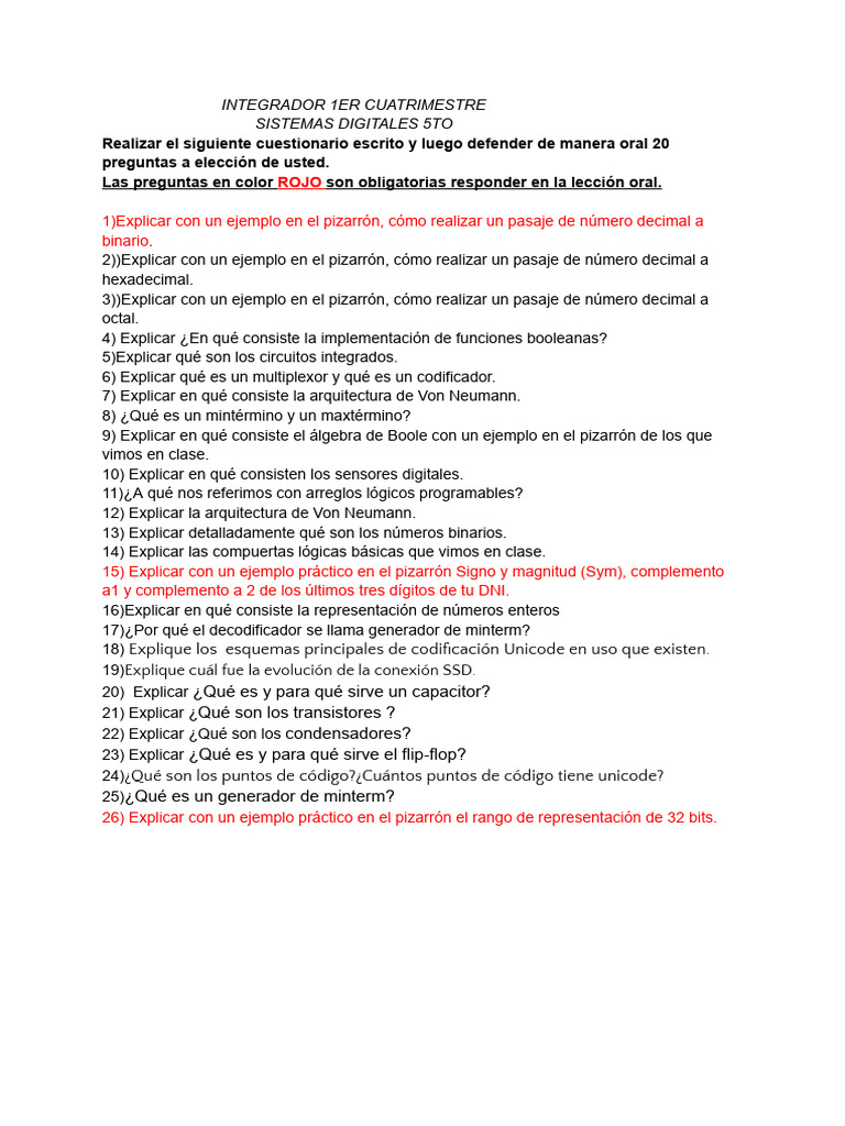 INTEGRADOR 1ER CUATRIMESTRE Sist Dig 5to | PDF