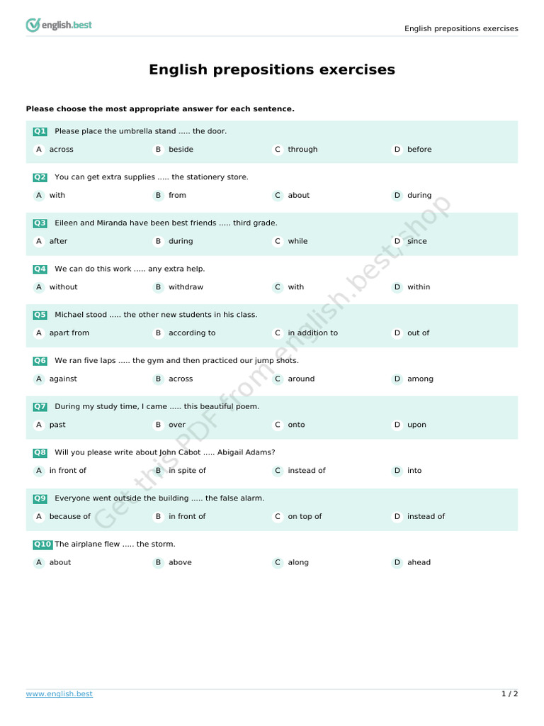 Englishbest - English Prepositions Exercises | PDF | Formula One | Formula One Grands Prix