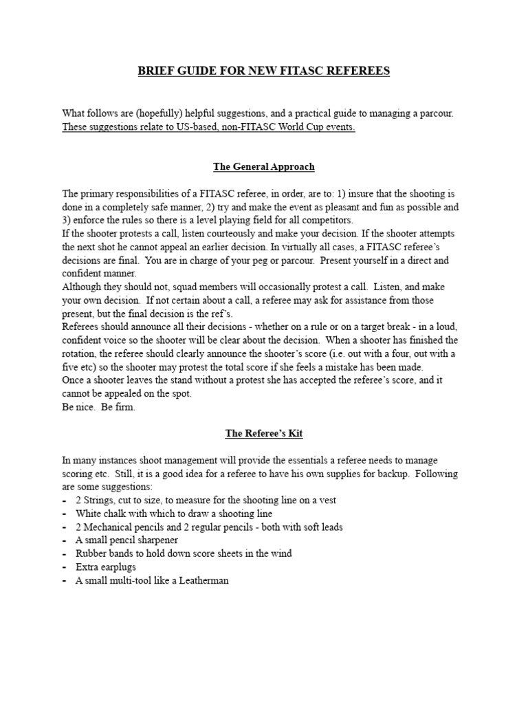 FITASC Referee Essentials | PDF | Referee