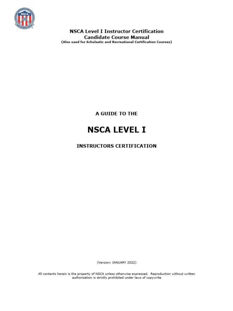 NSCA Level I Instructor Certification Manual PDF 202201 | PDF ...