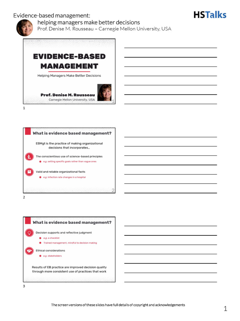 HSTalks - Evidence Based Management | PDF
