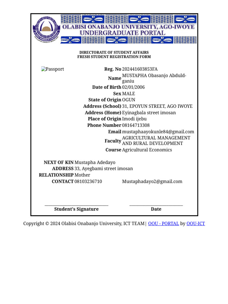 Students Affairs Form | PDF