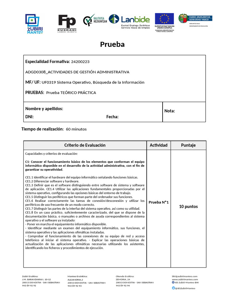 Respuestas - Examen - UF0319 Sistema Operativo, Búsqueda de La Información | PDF | Protocolo de ...